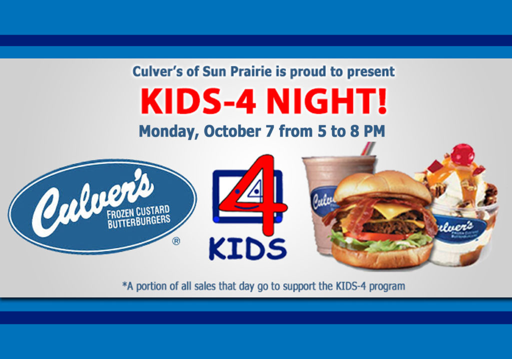 CULVER’S KIDS-4 SHARE NIGHT SET FOR OCTOBER 7 - Sun Prairie Media Center